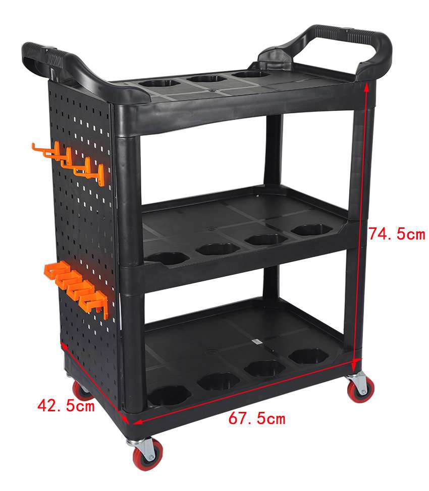 Auto Repair Workshop Three Layers Multifunction Plastic Rolling Cart ...